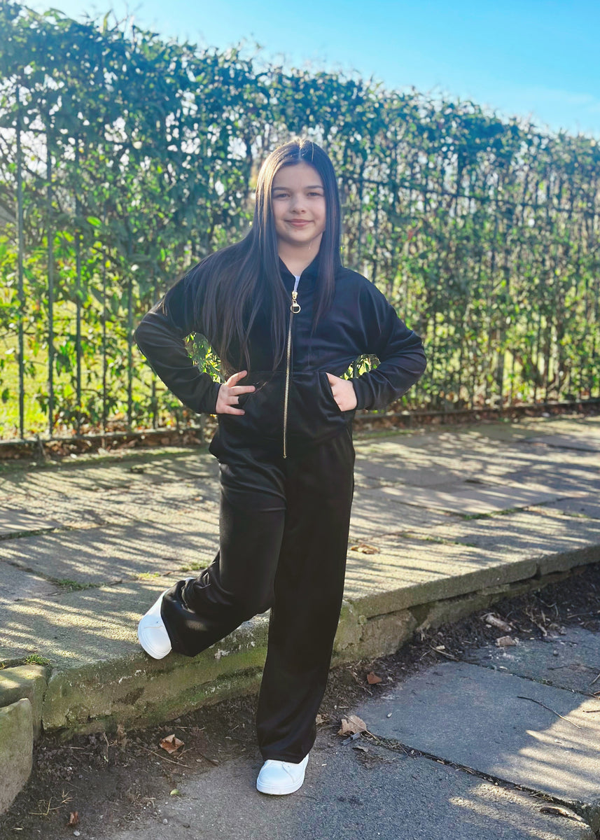 Black Juicy Studded Flared Leg Tracksuit – Le Bebe Boutique